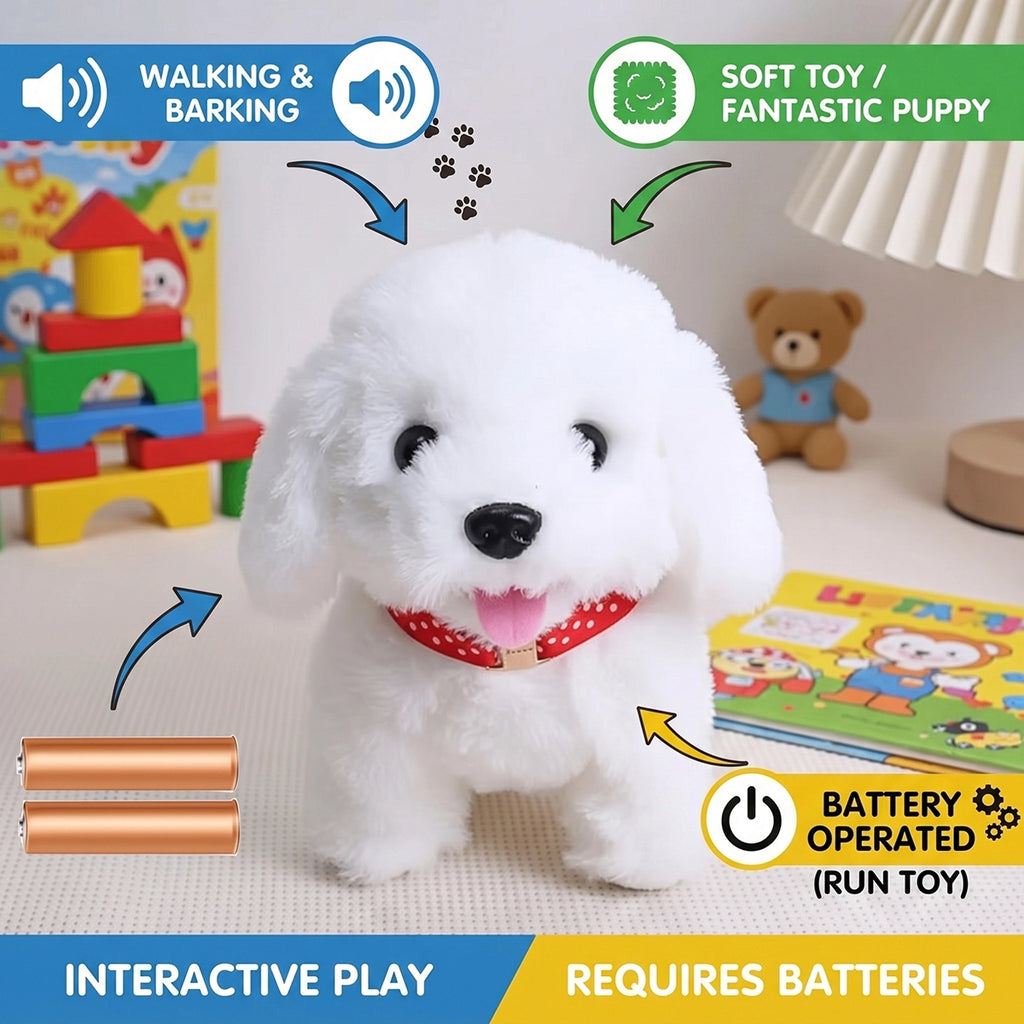 Unisex White Interactive Walking Puppy Toy For Kids – INCLUD