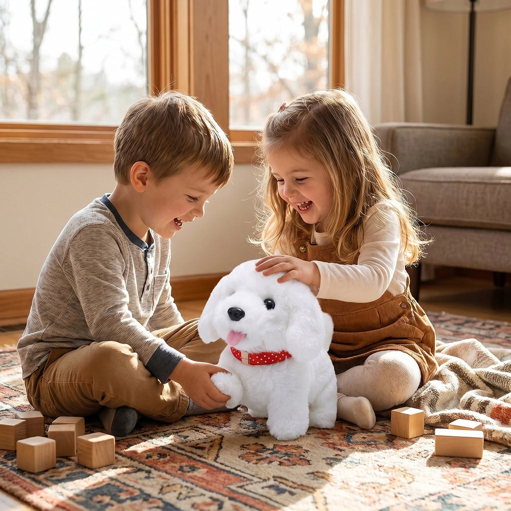 Unisex White Interactive Walking Puppy Toy For Kids – INCLUD